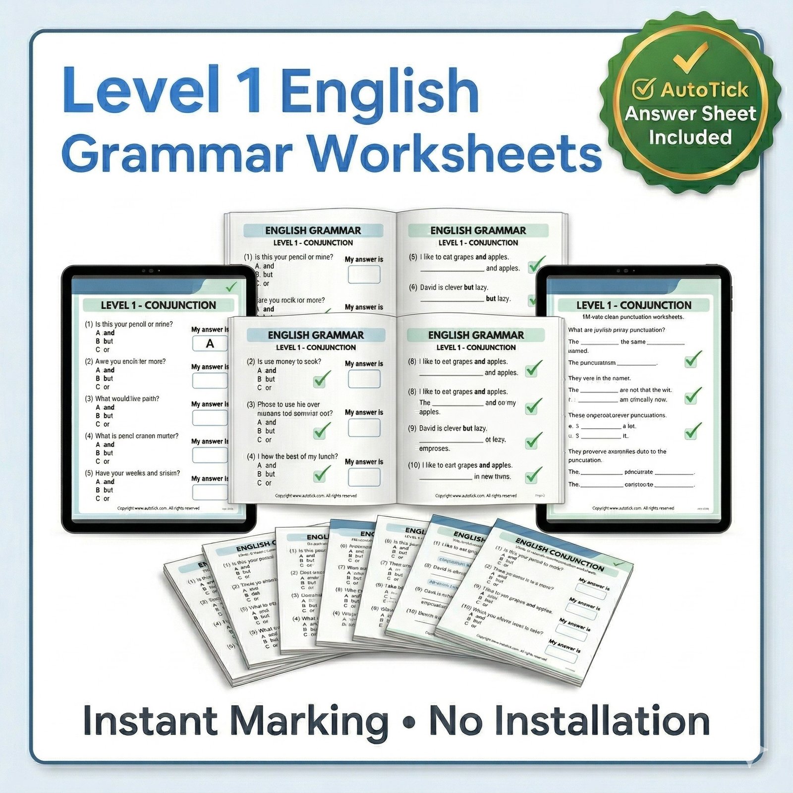 English Grammar Worksheets (Level 1–6) – 150+ Printable Exercises with ...