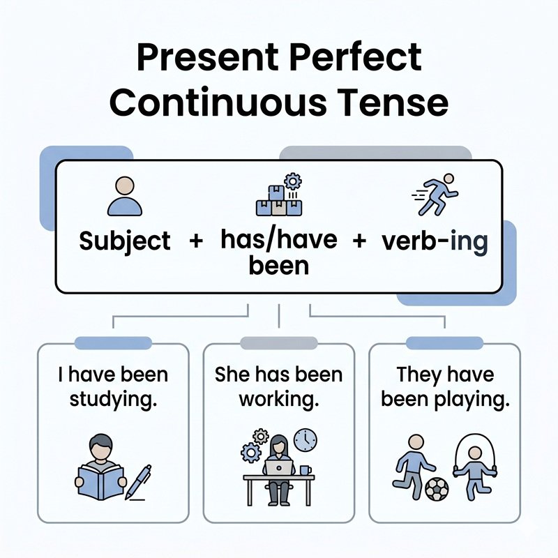 Present Perfect Continuous Tense:, Examples & Exercises
